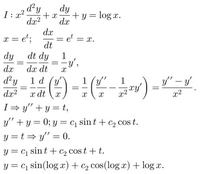 微分方程式の問題です。x^2y"+xy'+y＝logxをx＝e^tとお... - Yahoo!知恵袋