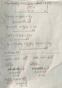 (1)3Cu+8HNO3→3Cu(NO3)2+4H2O+2NONの酸化数... - Yahoo!知恵袋