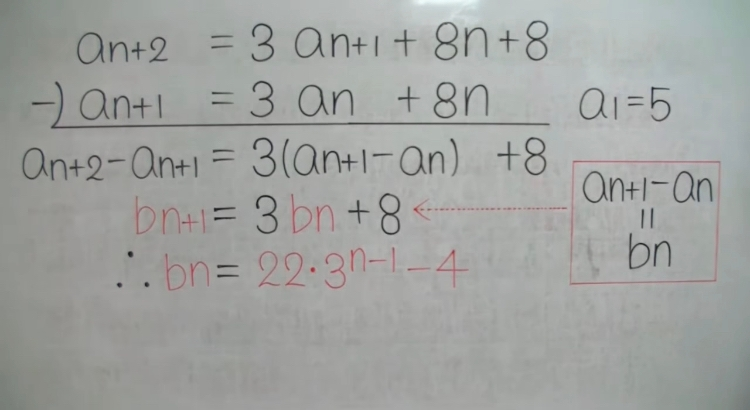 b1=2bn+1-bn=2^n-1(n=1､2…)一般項bnはどう求... - Yahoo!知恵袋