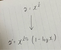 この途中式を教えてください - y=x^(1/x)=e^log(... - Yahoo!知恵袋