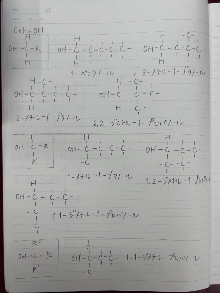 C5H11OHの異性体とその構造式を教えてください - C5... - Yahoo!知恵袋