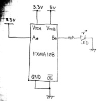 添付画像の回路でLEDが点灯しません。原因は何でしょうか？FXMA108を使... - Yahoo!知恵袋