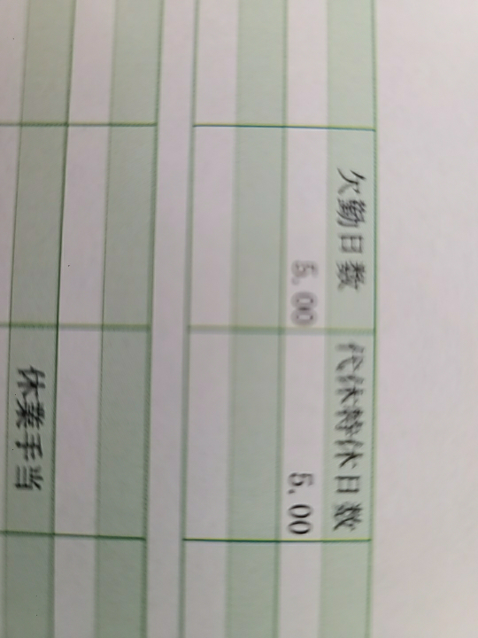 欠勤日数と代休特休日数ってなんですか？あと下の5．00とは？... - 教えて！しごとの先生｜Yahoo!しごとカタログ