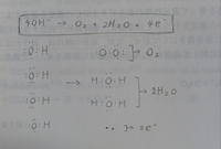 水酸化ナトリウムの電気分解の陽極の反応4OH-→O2+2H2O+4e-を電子式... - Yahoo!知恵袋